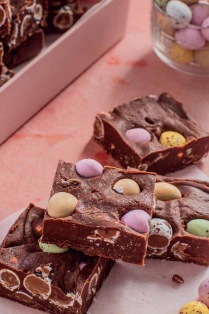 Slow Cooker Mini Egg Fudge - Easy Peasy Slow Cook