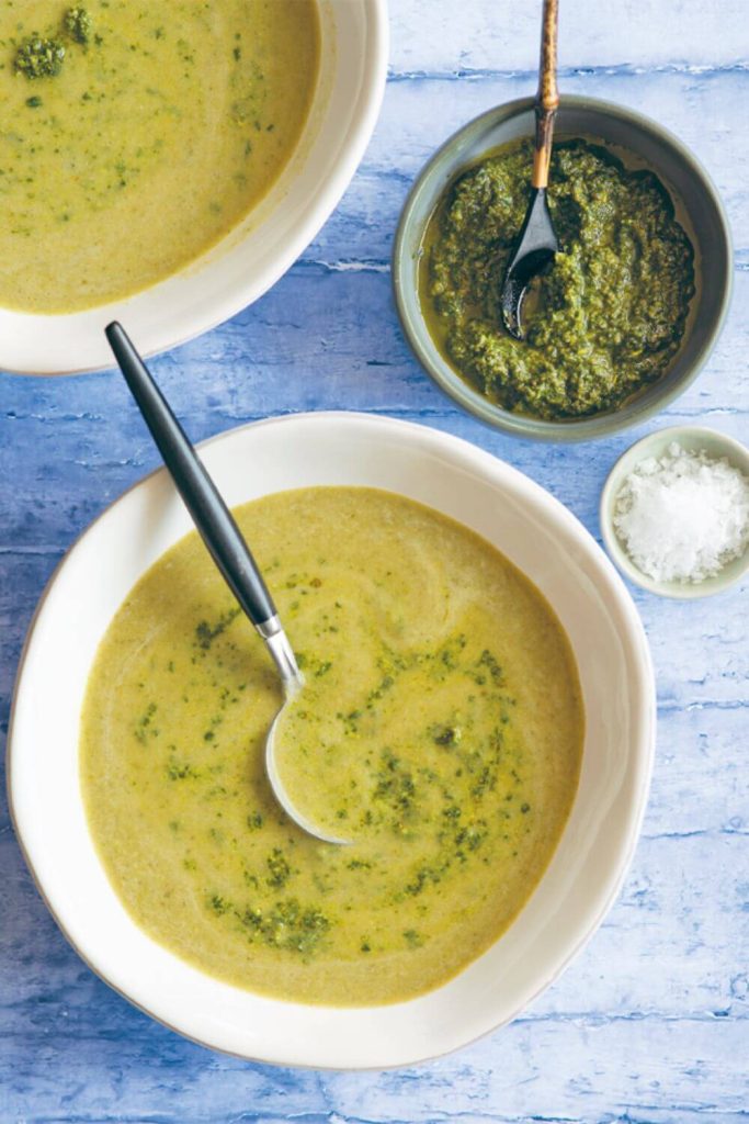 Slow Cooker White Bean and Rocket Soup With Basil Pesto - Easy Peasy ...